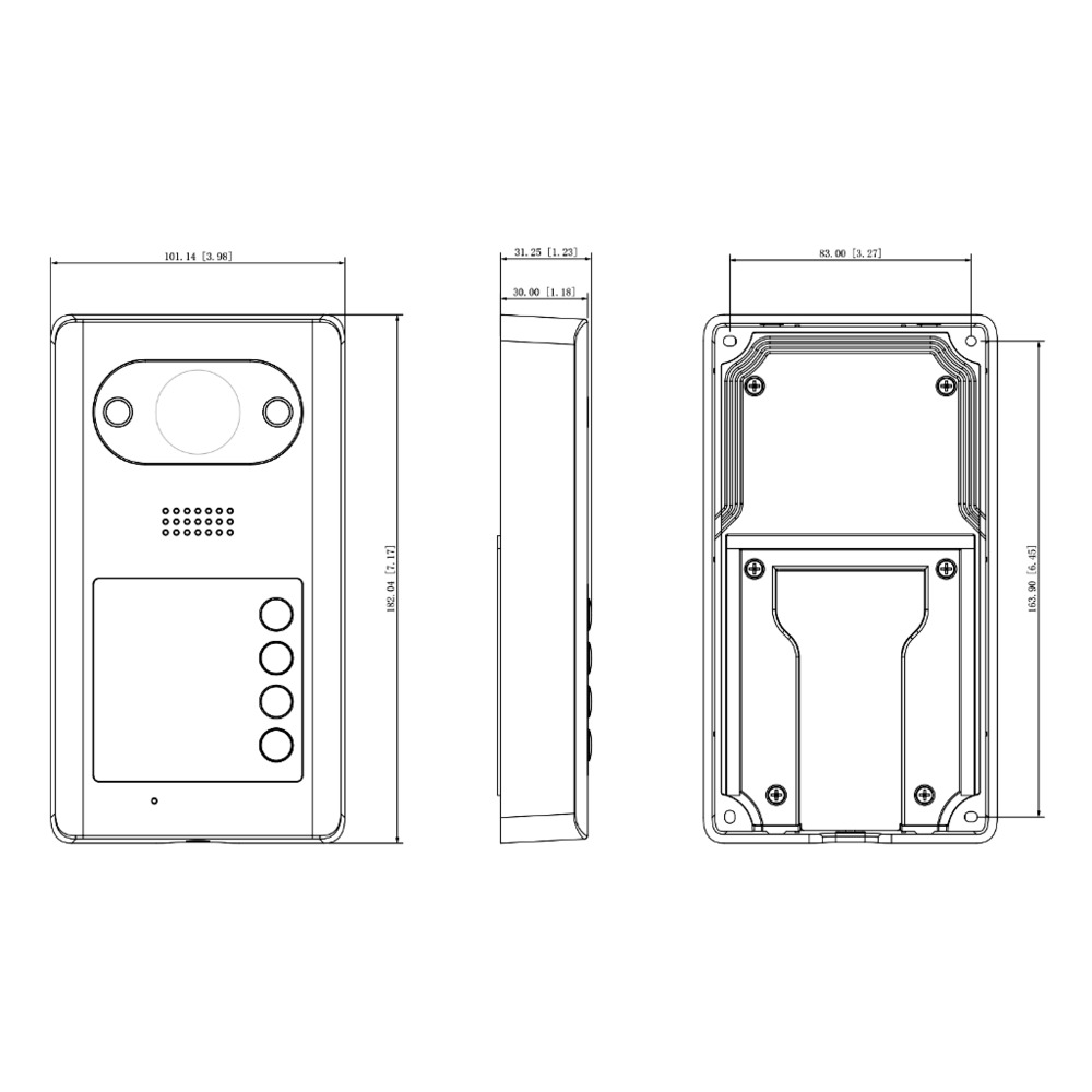 Dahua VTO3211D-P4-S2 Estación Exterior de Videoportero IP 4-botones con Cámara 2MP PoE Mifare ...