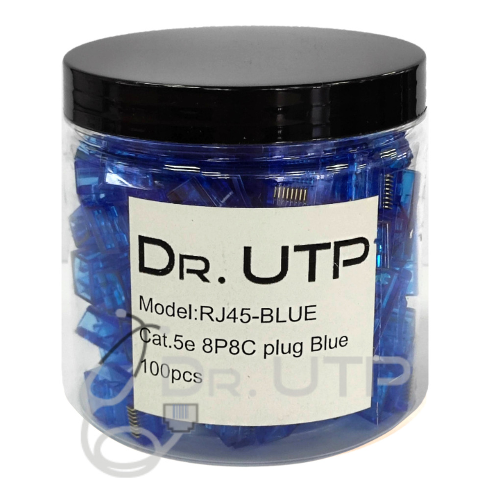DrUTP RJ45-BLUE Conector RJ45 CAT.5e Color Azul en Tarro de 100 unidades